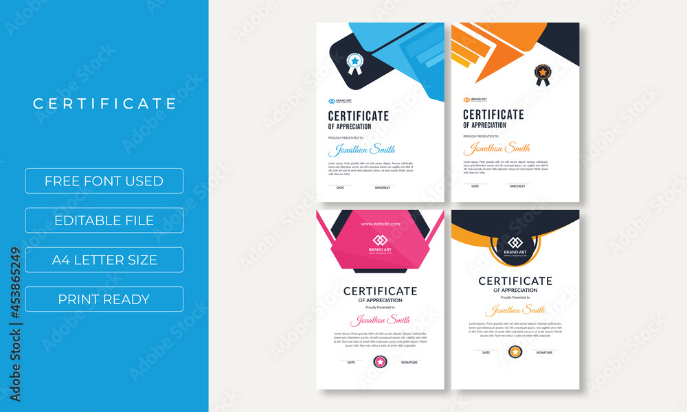 Certificate template pack layout Stock Vector | Adobe Stock