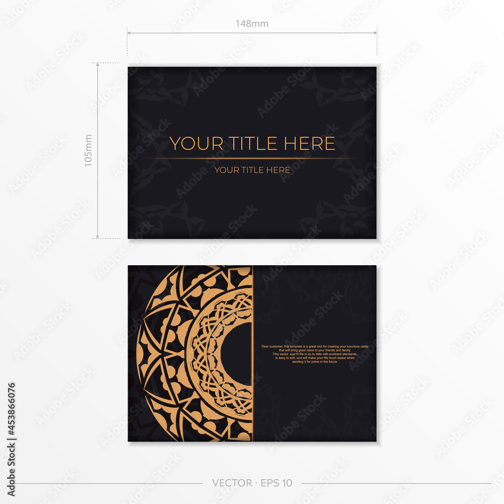 Vector Ready to print postcard design in black color with orange ...
