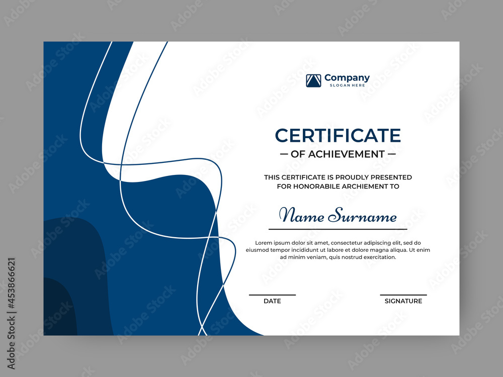 Modern and elegant blue color certificate design template vector Stock ...