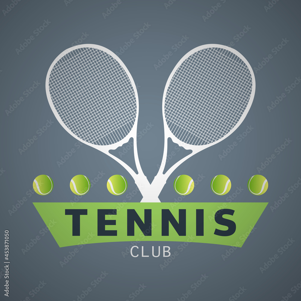 Tennis club logo with racket and ball , Simple flat design style ...