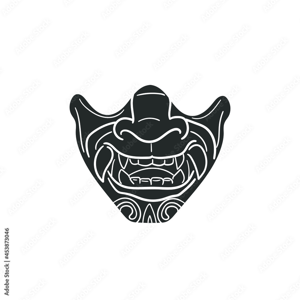 Samurai Mask Icon Silhouette Illustration. Asian Warrior Vector Graphic ...