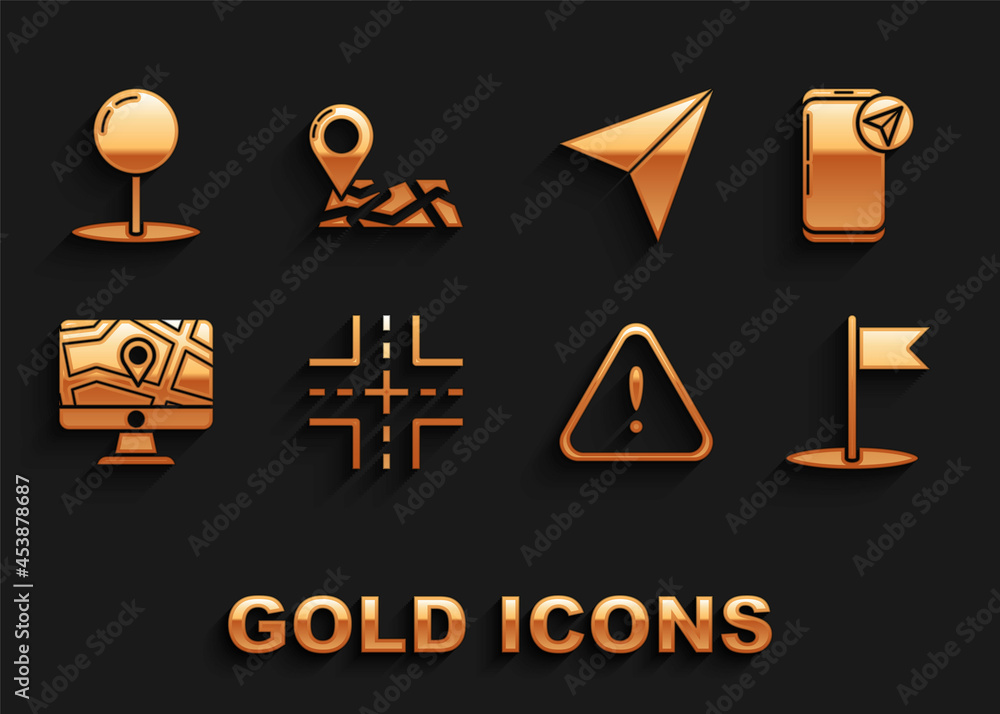 Set Road traffic sign, Infographic of city map navigation, Flag ...