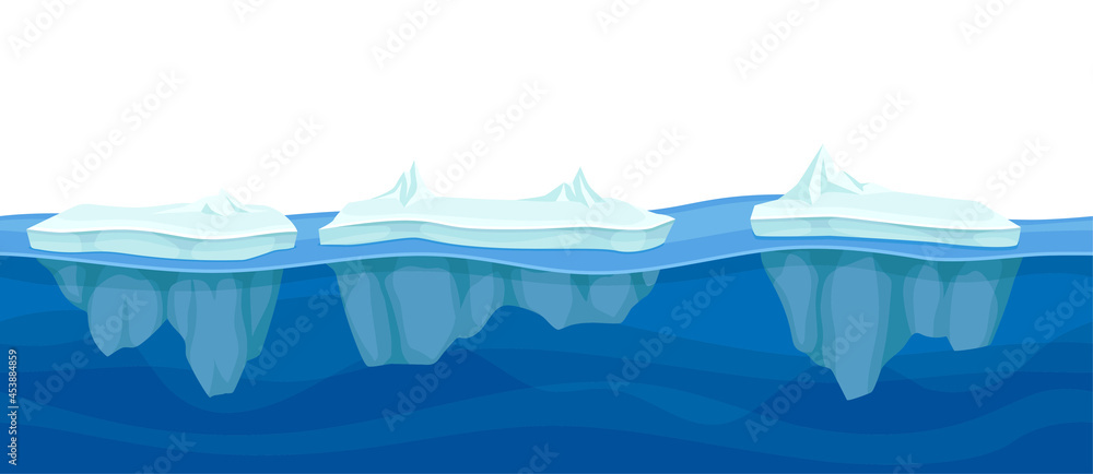 Blue Water Surface with Floating Ice Glacier Vector Illustration Stock ...
