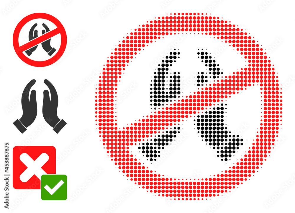 Halftone stop praying hands. Dotted stop praying hands made with small ...