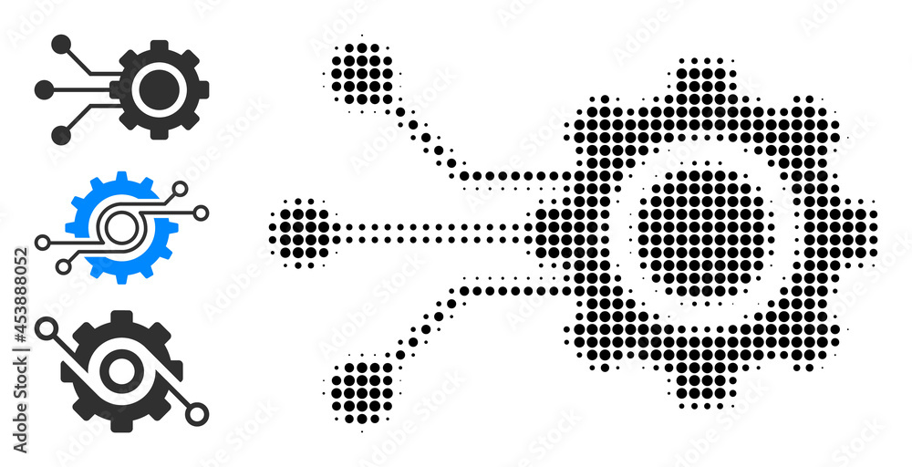 Halftone gear connectors. Dotted gear connectors generated with small ...