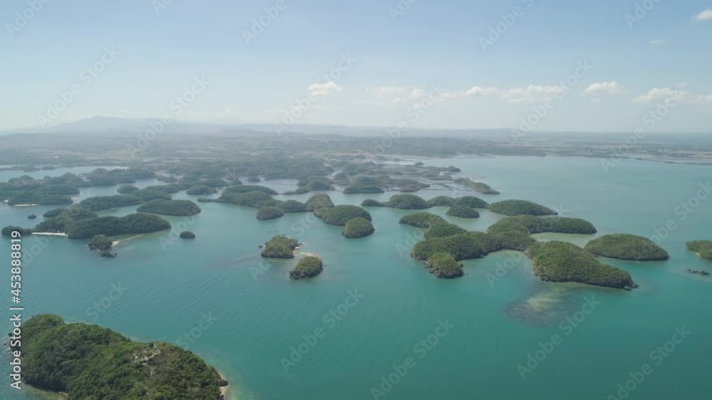 Aerial view of Small islands with beaches and lagoons in Hundred ...