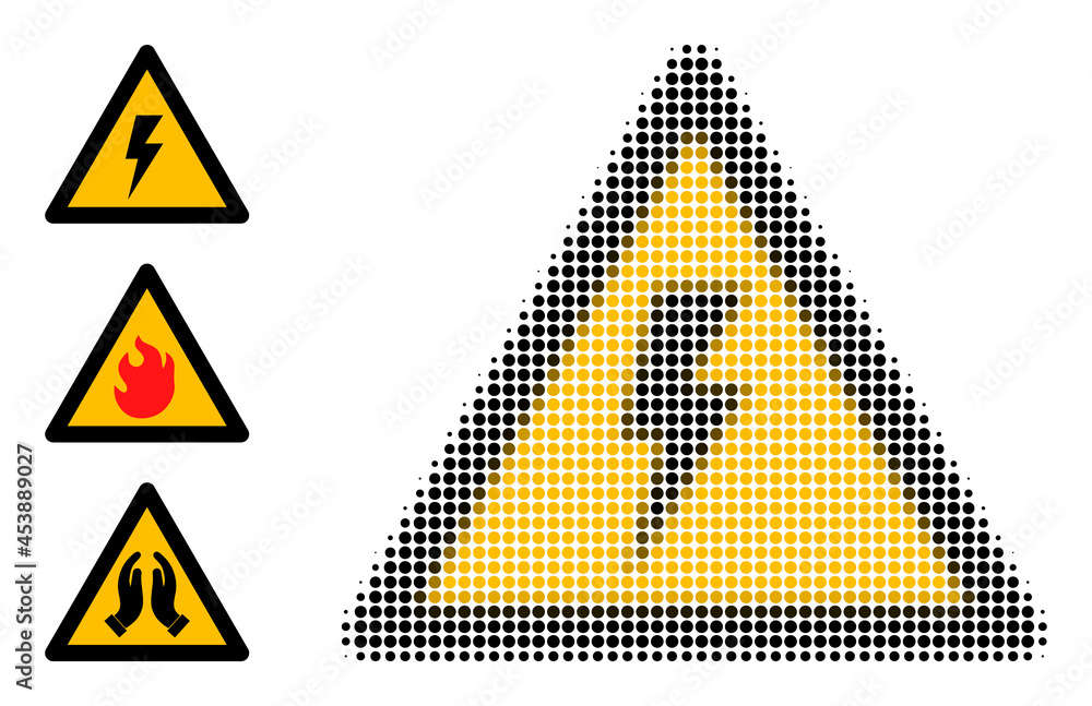 Halftone electric strike warning. Dotted electric strike warning ...