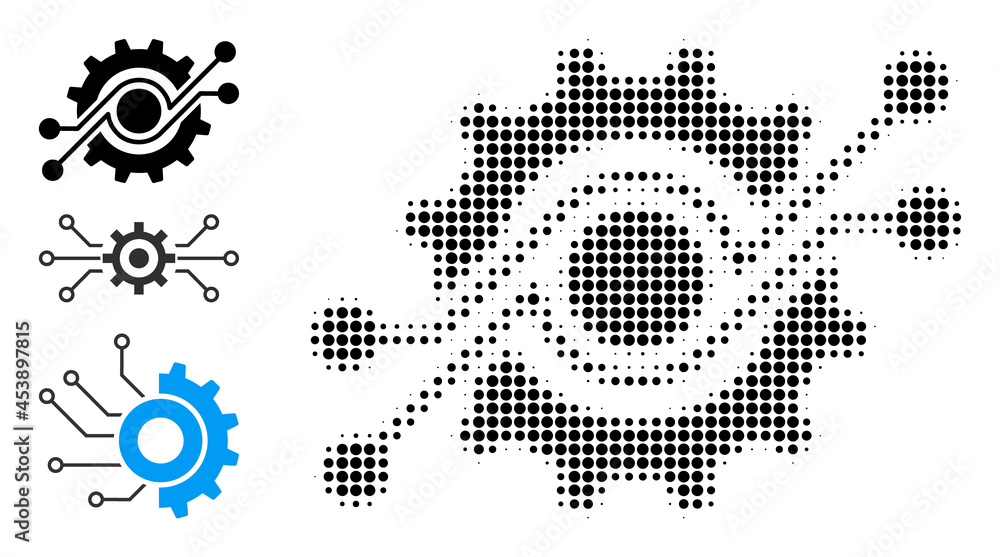 Halftone gear electronic component. Dotted gear electronic component ...