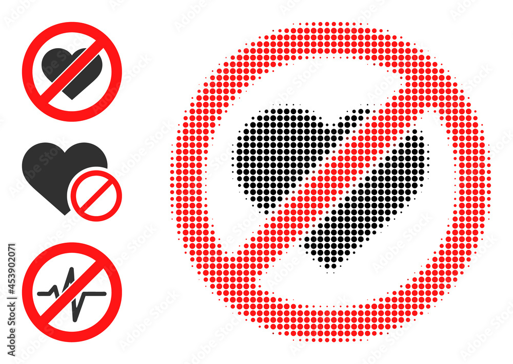 Halftone stop love heart. Dotted stop love heart constructed with small ...