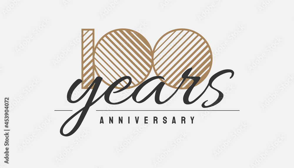 100 years anniversary modern sign, icon, banner. Black and gold ...