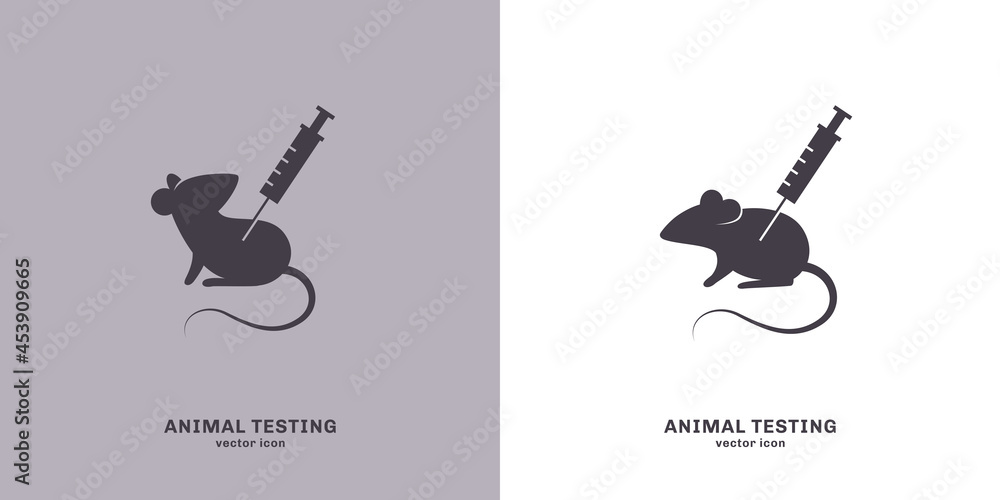 Animal testing icon, vector illustration. Laboratory mouse with syringe ...