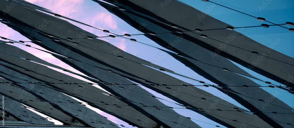 Reflection on office centre building. Abstract background. Reflective ...