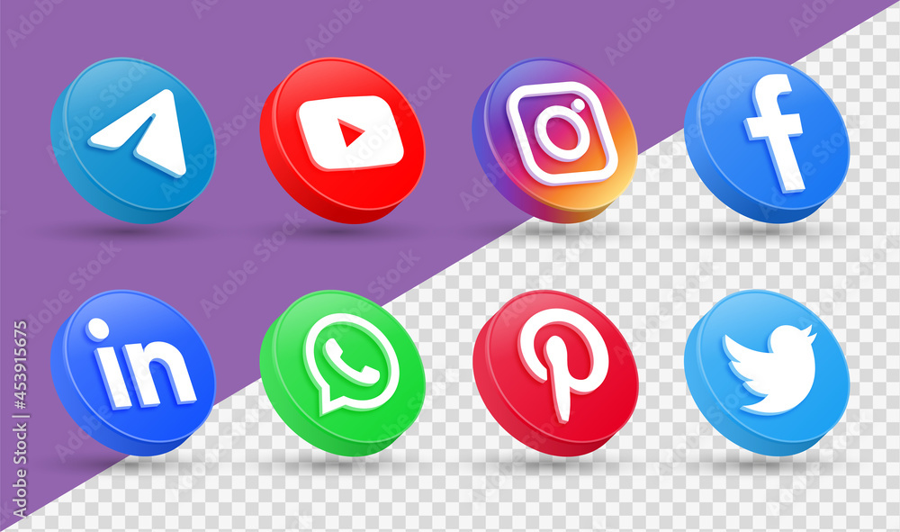 Facebook Instagram Pinterest Icon Circle
