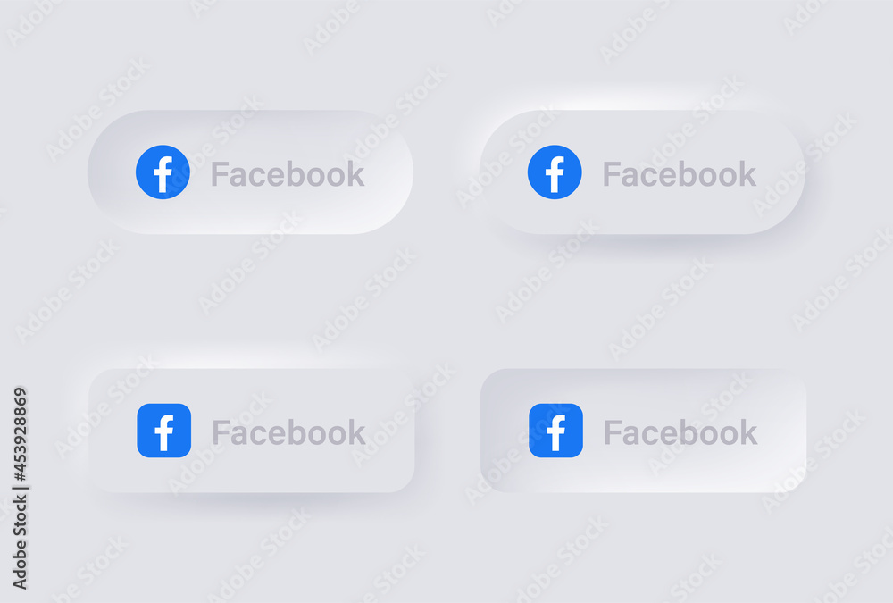 facebook logo banner for social media icons in neomorphism buttons ...