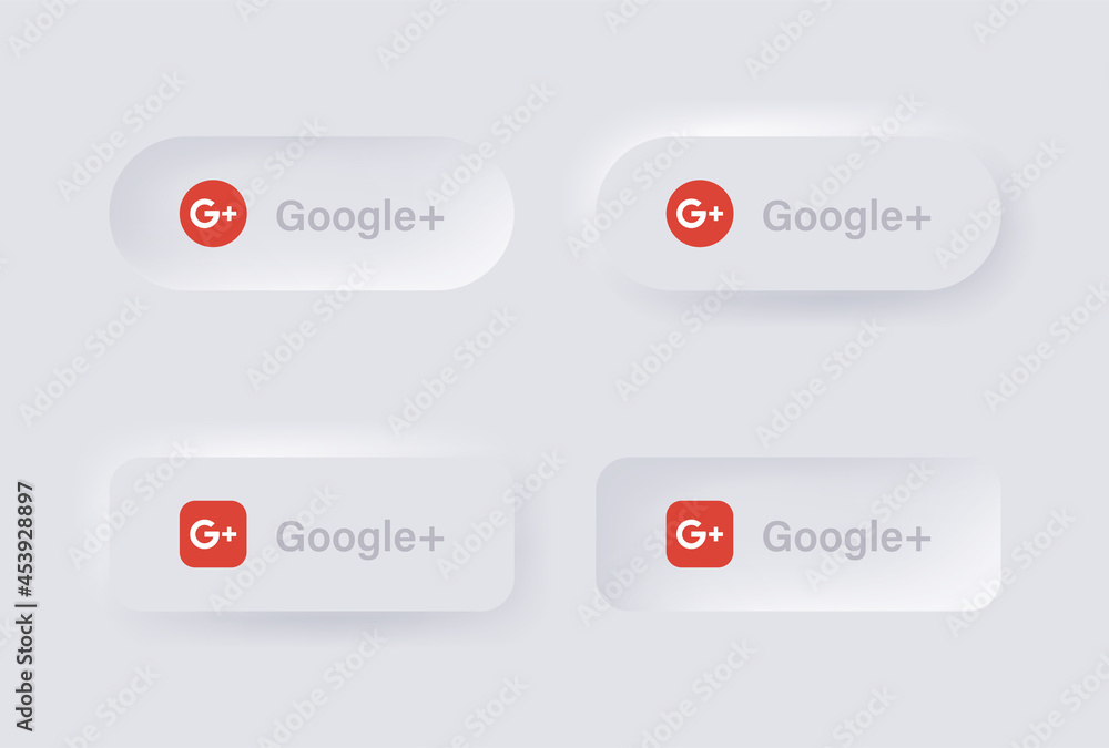 google plus logo banner for social media icons in neomorphism buttons ...