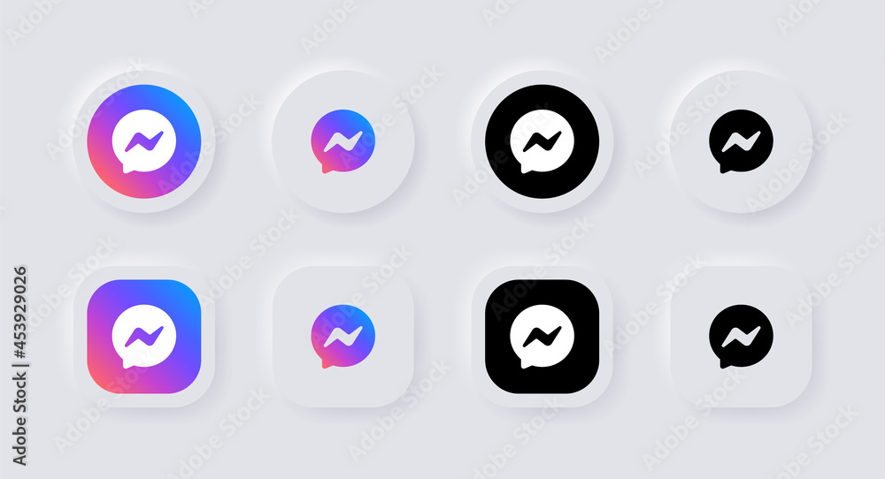 messenger logo for social media icons in neomorphism buttons ...