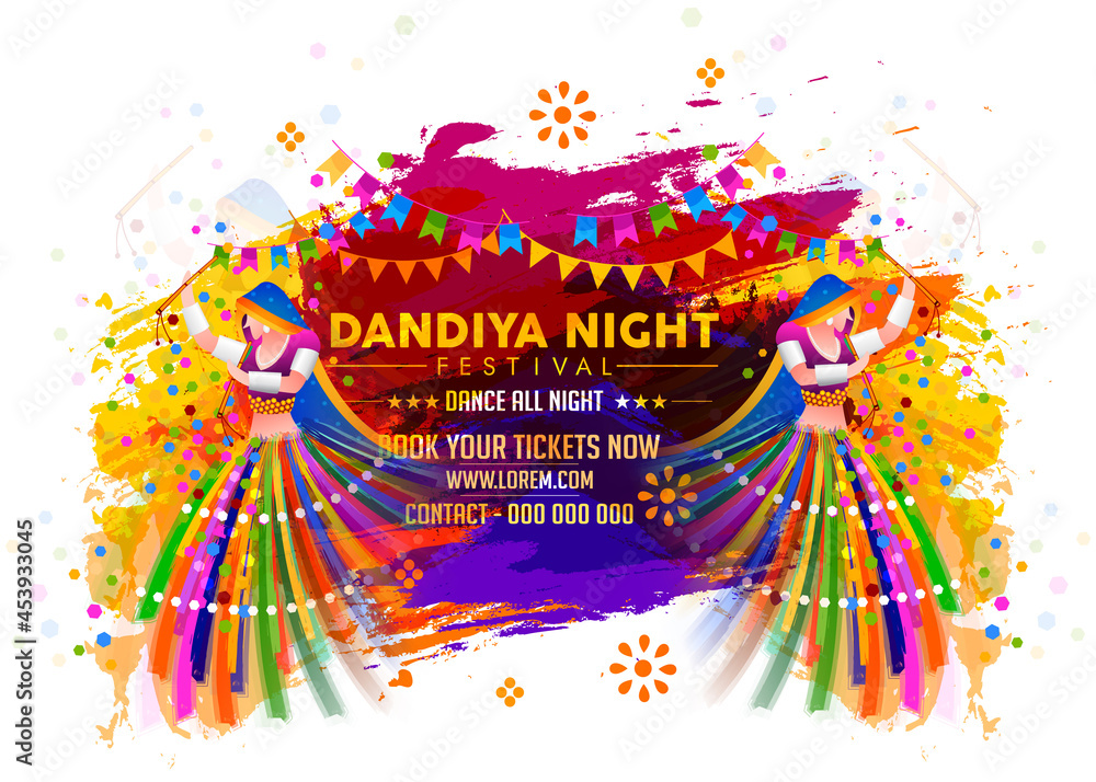 Vetor de Illustration of couple playing Garba and Dandiya in Navratri ...