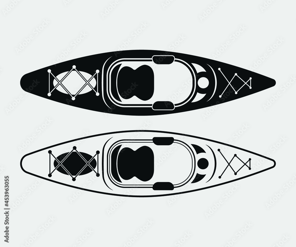 kayak Printable Vector Illustration.Kayaking silhouettes vector. Stock ...