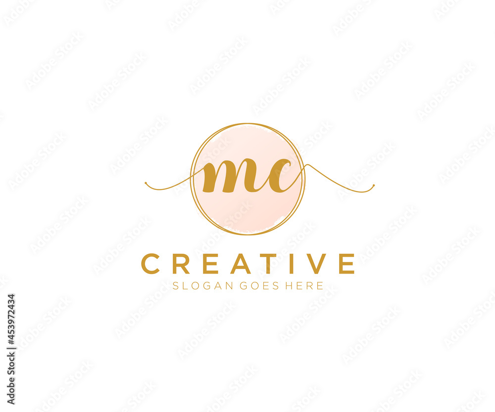 initial MC Feminine logo beauty monogram and elegant logo design ...