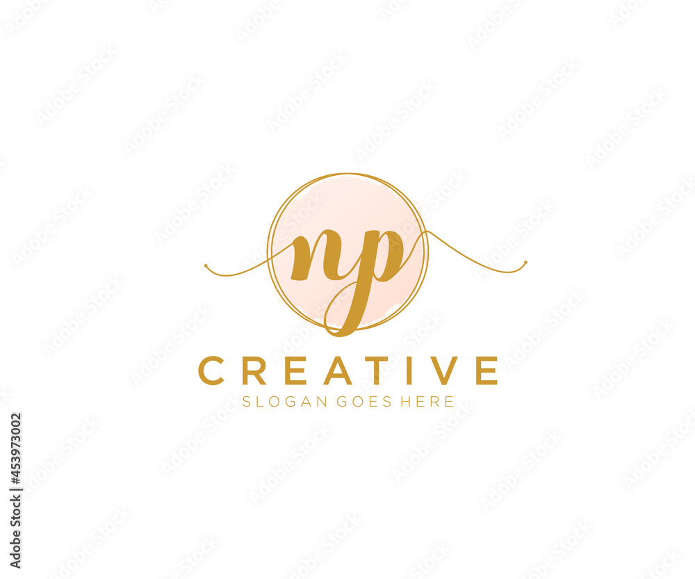 initial NP Feminine logo beauty monogram and elegant logo design ...