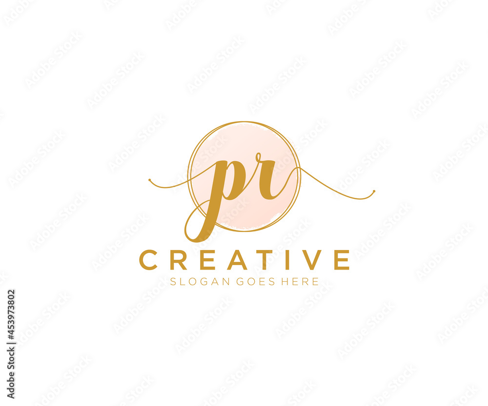 initial PR Feminine logo beauty monogram and elegant logo design ...