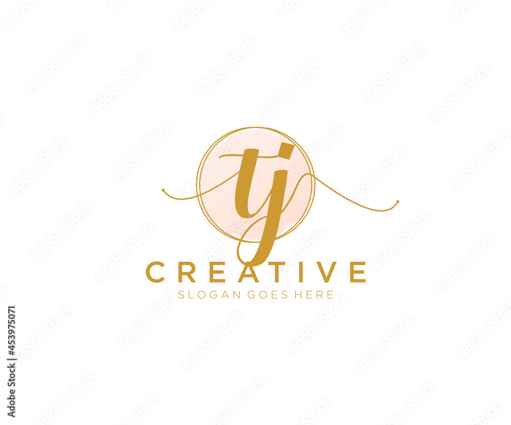 initial TJ Feminine logo beauty monogram and elegant logo design ...