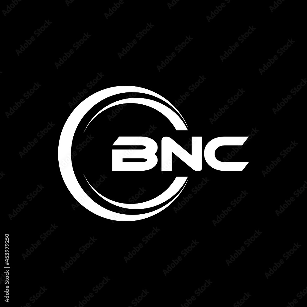 BNC letter logo design with black background in illustrator, vector ...