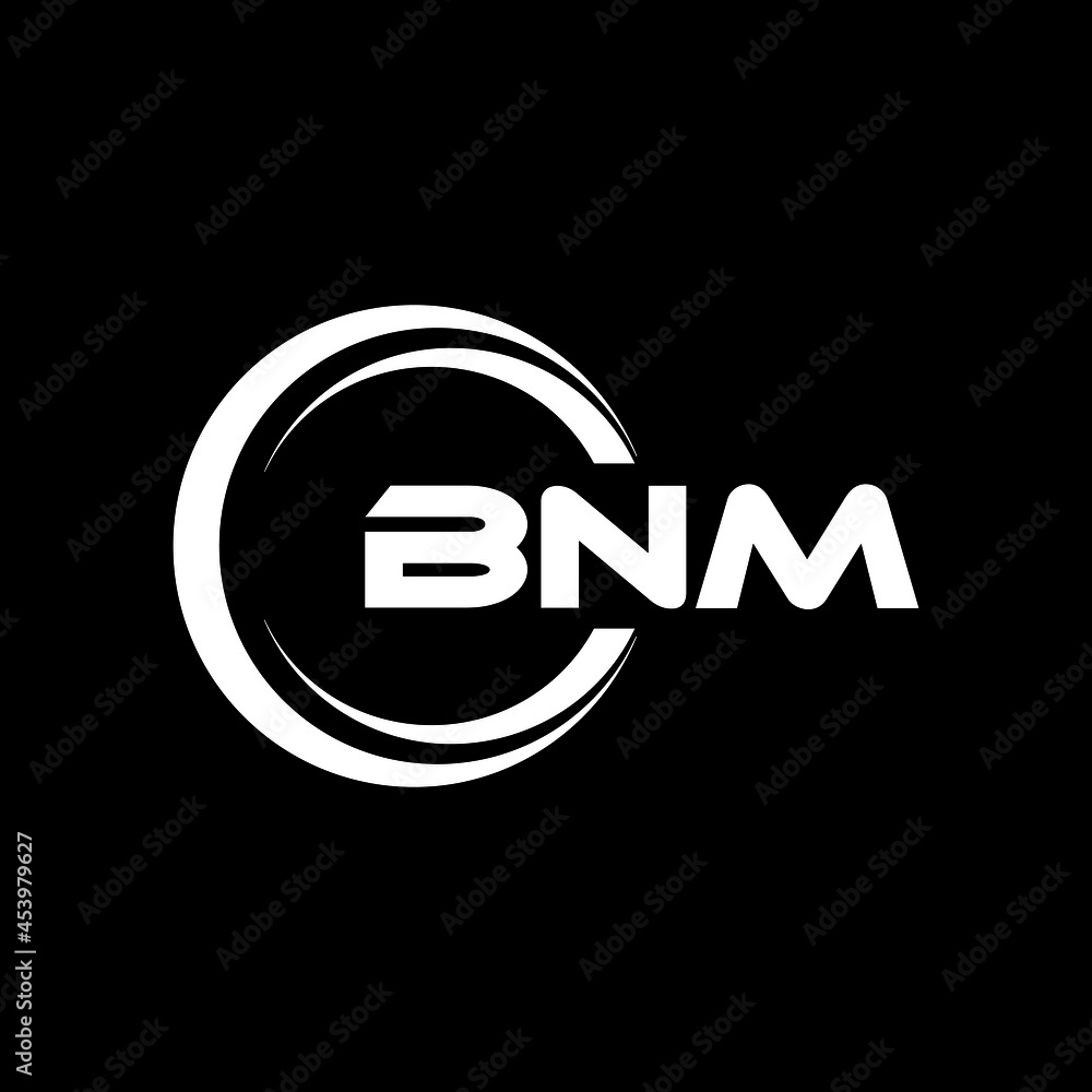 BNM letter logo design with black background in illustrator, vector ...