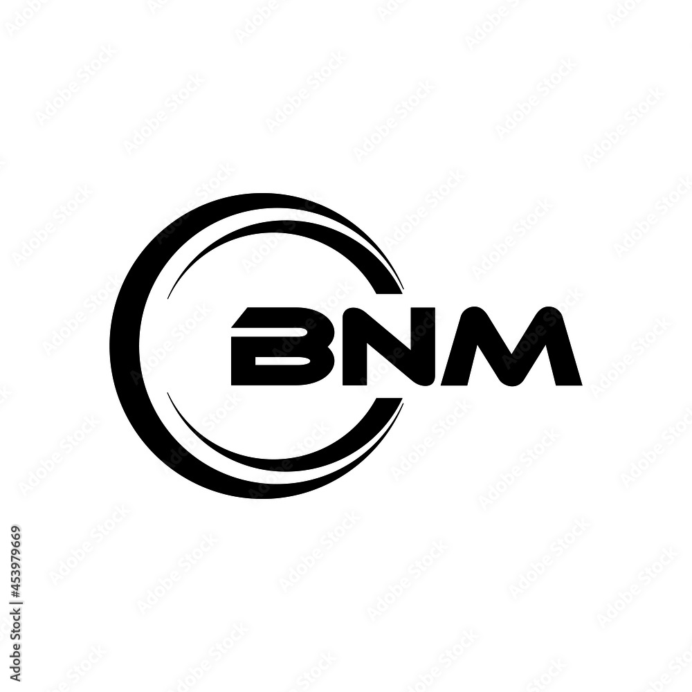 BNM letter logo design with white background in illustrator, vector ...