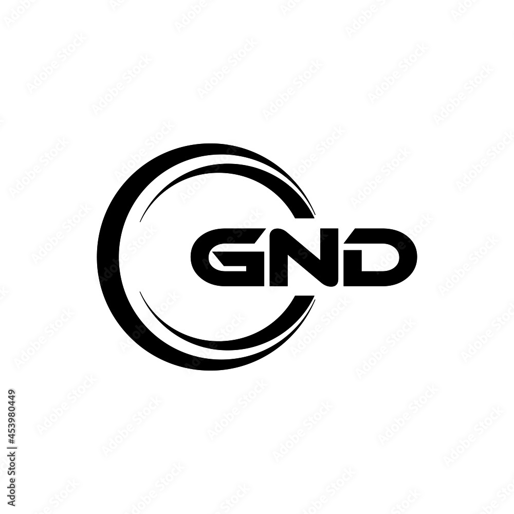 GND letter logo design with white background in illustrator, vector ...