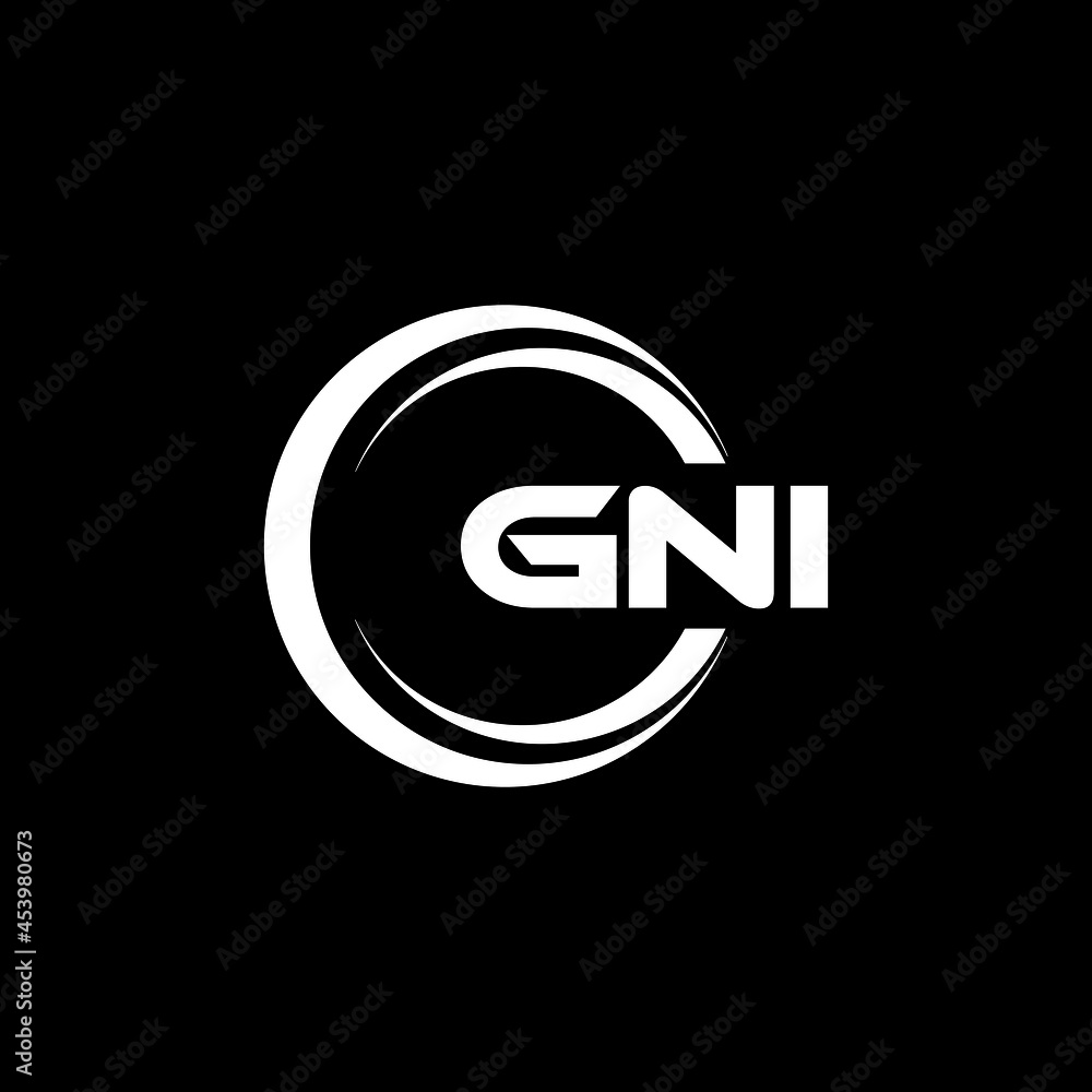 GNI letter logo design with black background in illustrator, vector ...