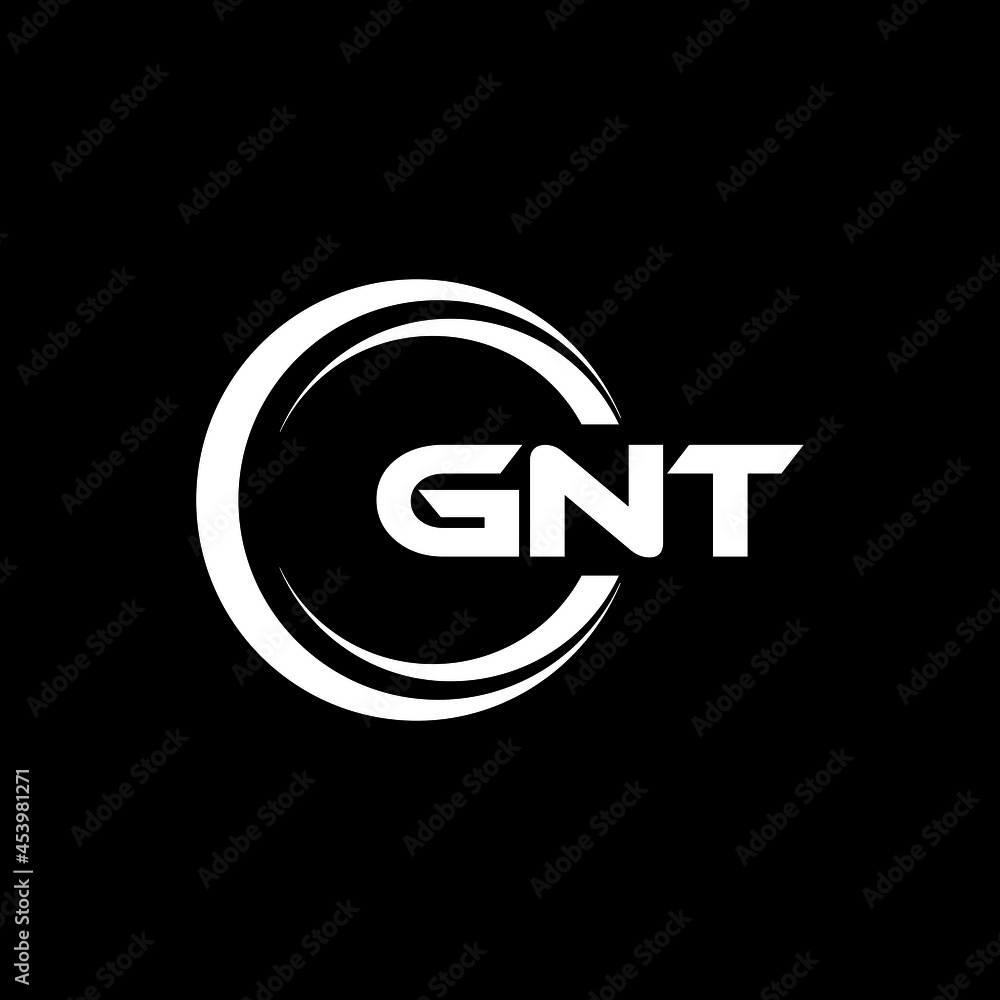 GNT letter logo design with black background in illustrator, vector ...