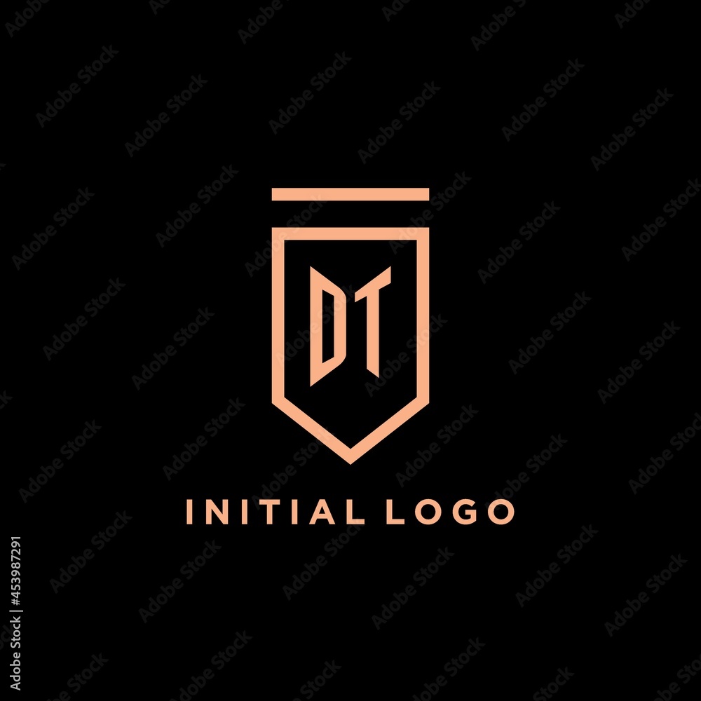 DT monogram initial with shield logo design icon Stock Vector | Adobe Stock