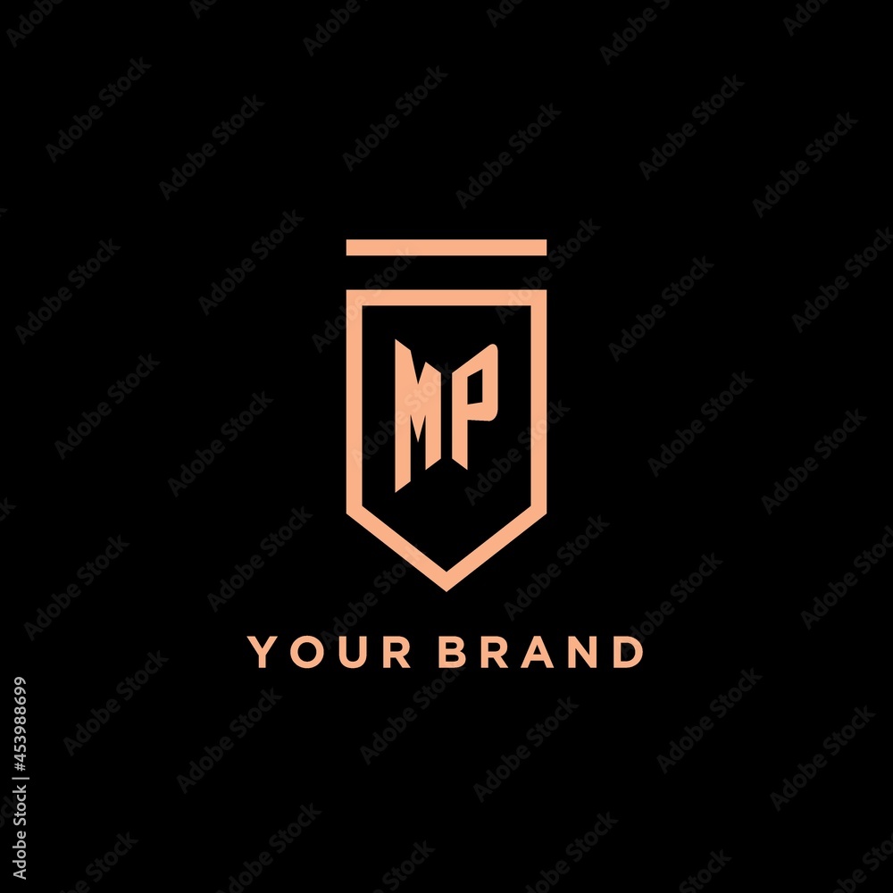 MP monogram initial with shield logo design icon Stock Vector | Adobe Stock