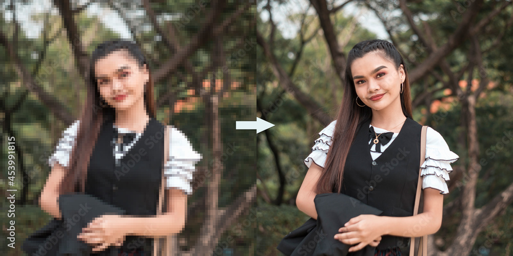 Example of AI Photo upscaling technology - A pixelated picture of a ...