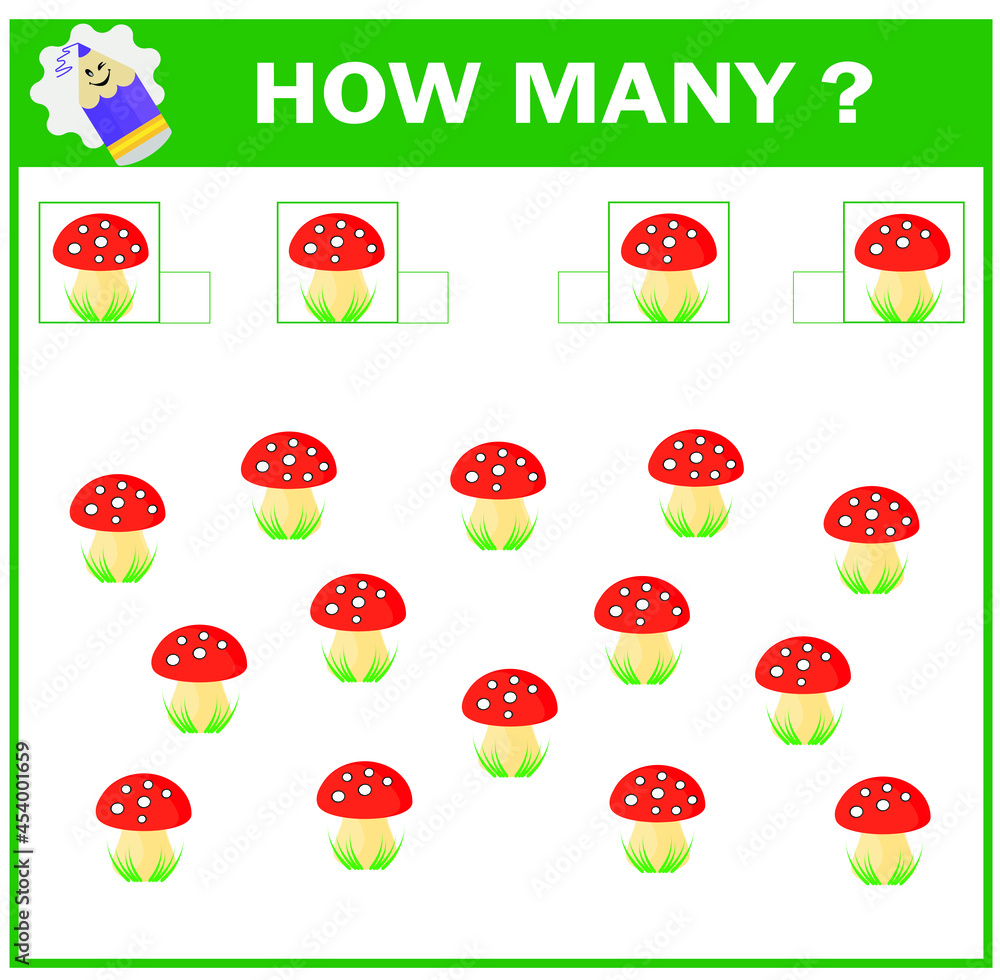 How many? Mathematical game for Preschool children. Count the white ...