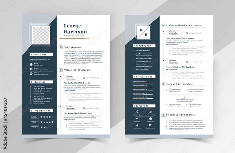 Modern Creative Resume Cv Template Stock Vector | Adobe Stock