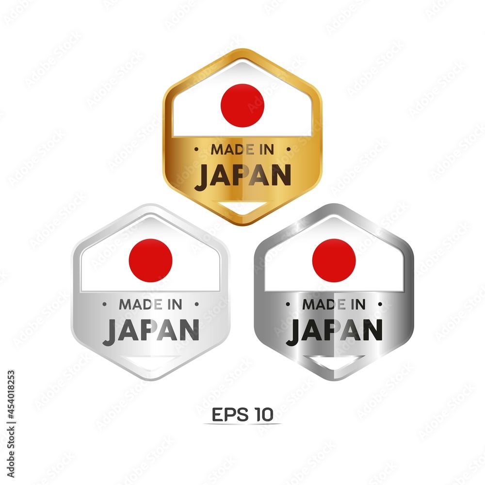 Made in Japan Label, Stamp, Badge, or Logo. With The National Flag of ...