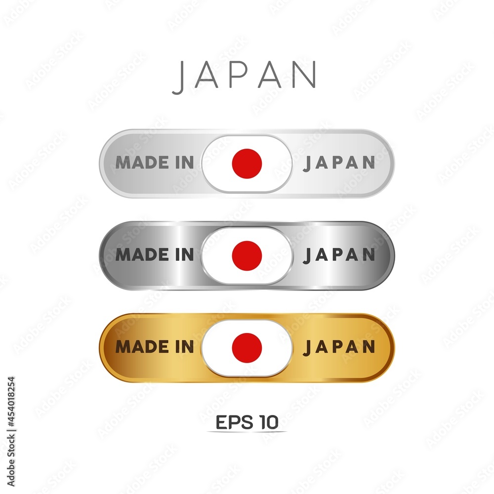 Made in Japan Label, Stamp, Badge, or Logo. With The National Flag of ...