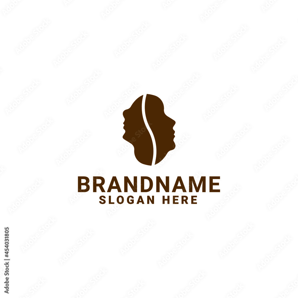 Two face coffee logo. Simple combination face and coffe for restaurant ...