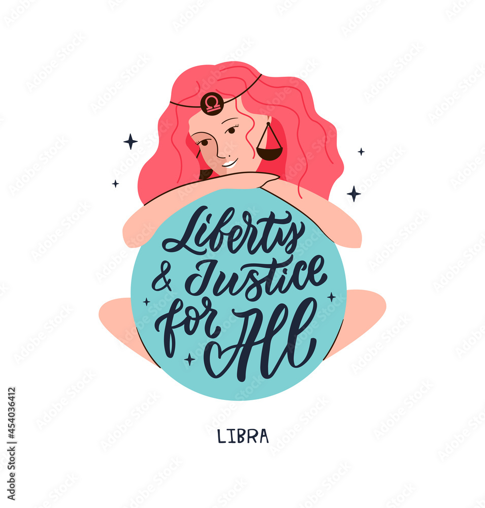 This is zodiac symbol - Libra and cosmos girl. The lettering phrase ...