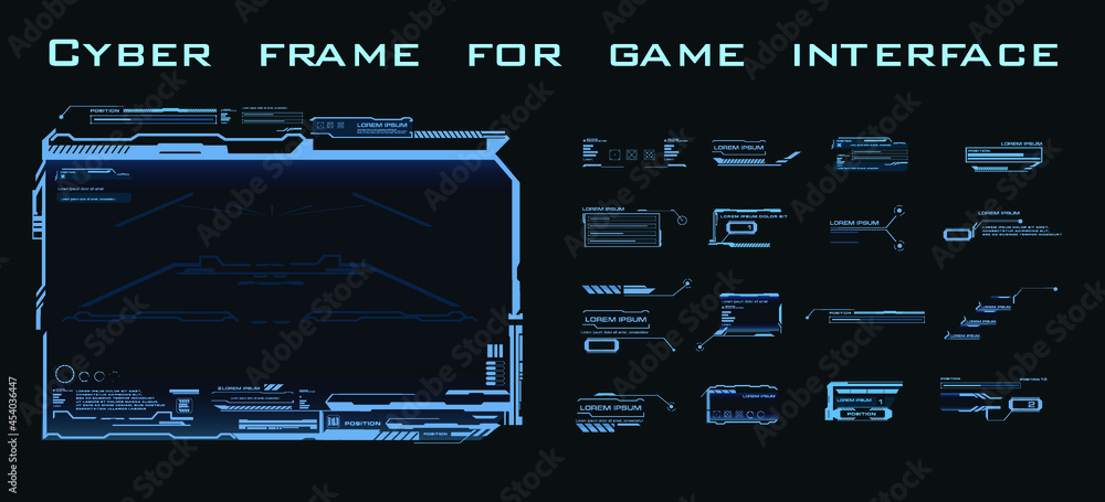 Cyber frame for game interface. Set blocks square frames and callouts ...
