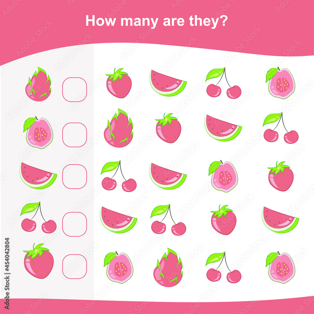 How many are they game. Counting fruit for preschool. Cute math ...