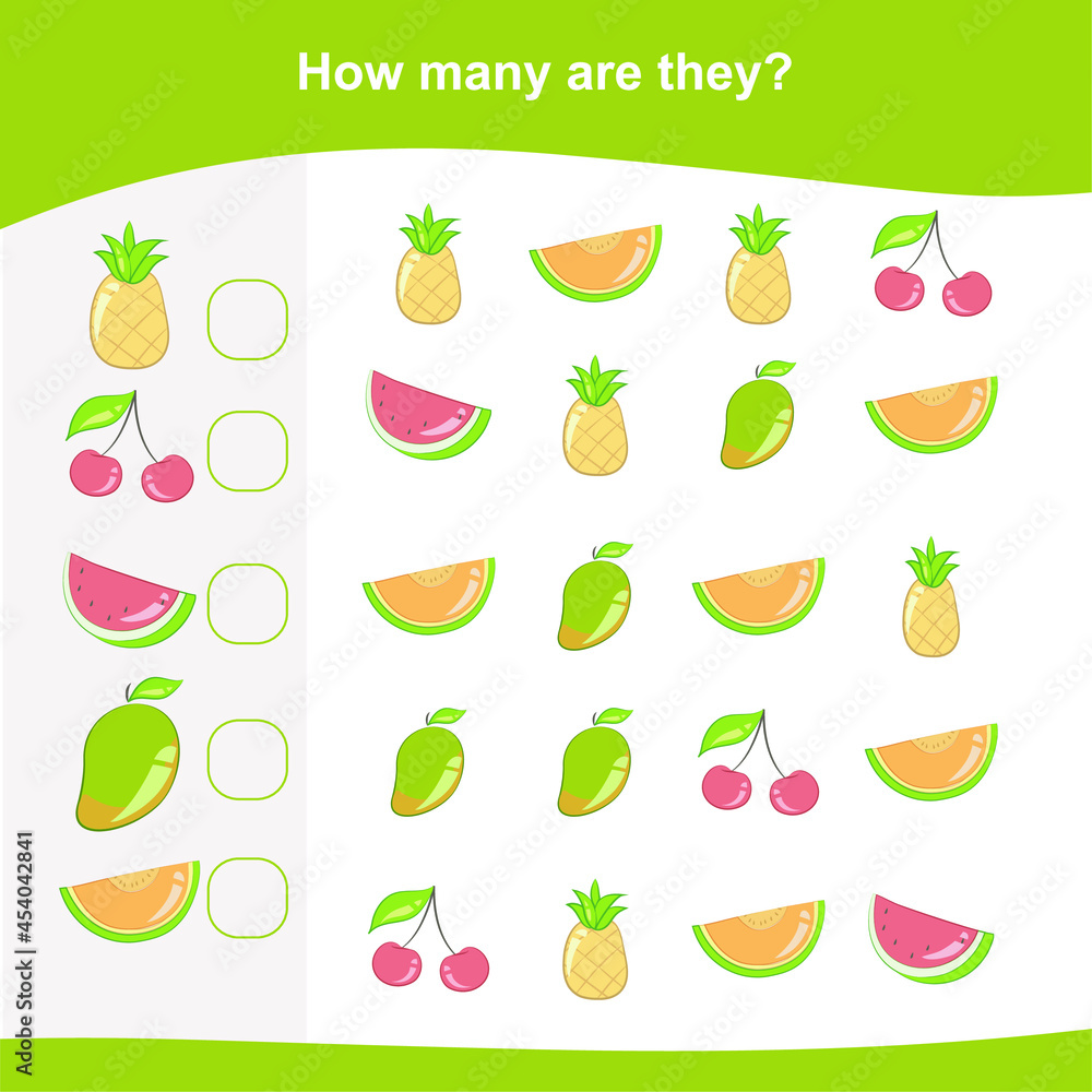 How many are they game. Counting fruit for preschool. Cute math ...