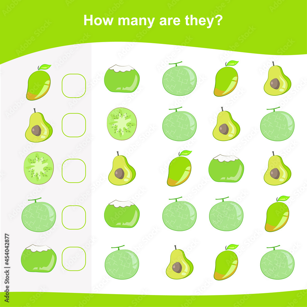 How many are they game. Counting fruit for preschool. Cute math ...