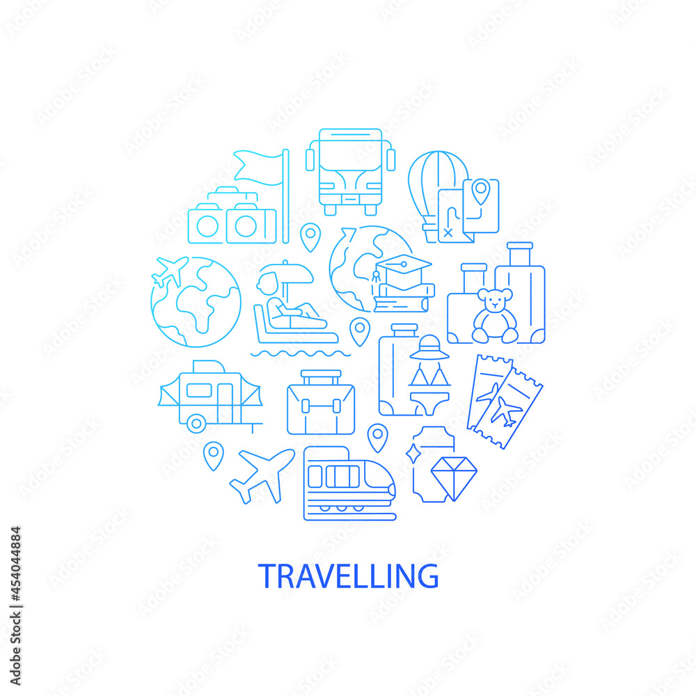 Travel abstract gradient linear concept layout with headline. World ...