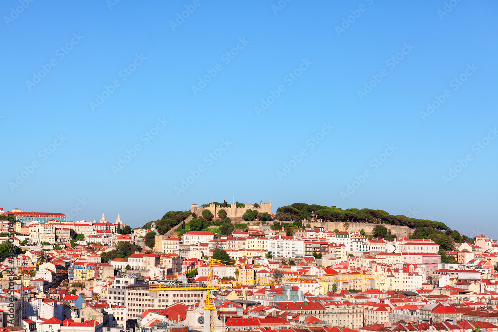 Lisbon cityscape , houses of downtown district . Portugal Capital City ...