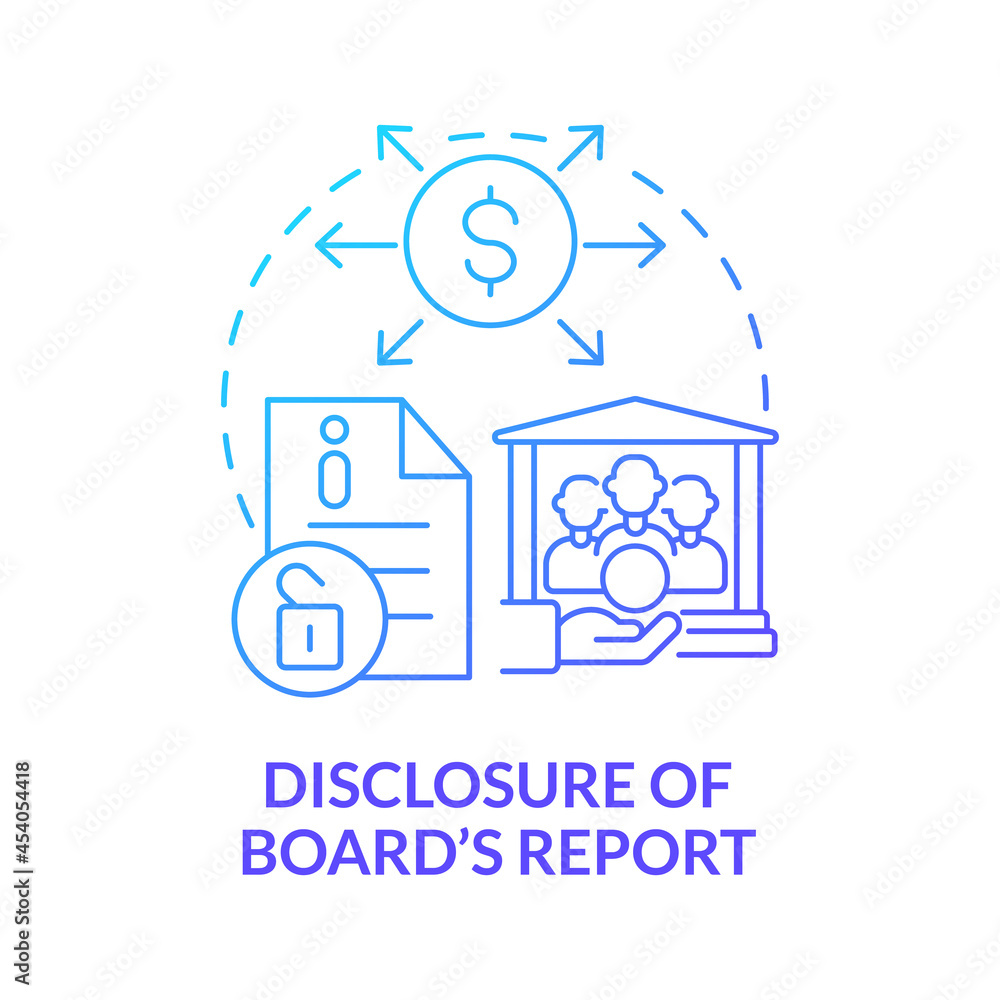 Disclosure of board report blue gradient concept icon. Transparent ...