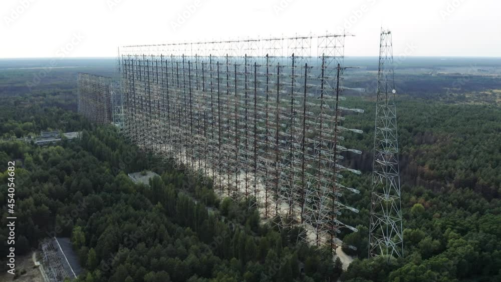 Vidéo Stock Duga horizon radar systems in Chernobyl, Ukraine. Soviet ...