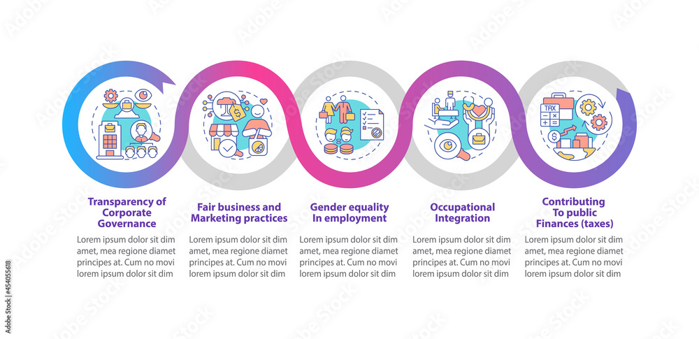 CSR matters vector infographic template. Transparent management ...